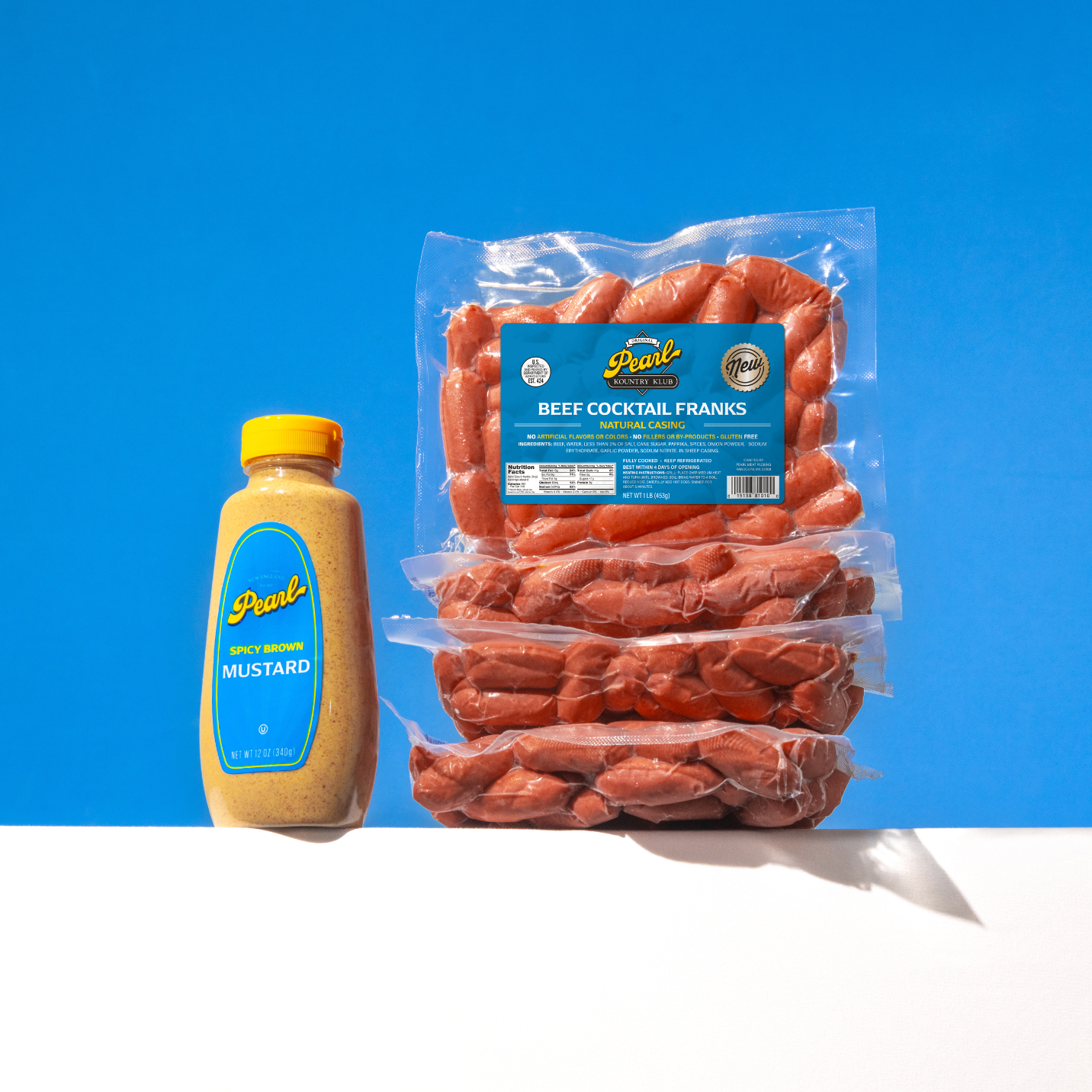 Best Selling All-Beef Cocktail Frankfurters & Mustard – Pearl Meat